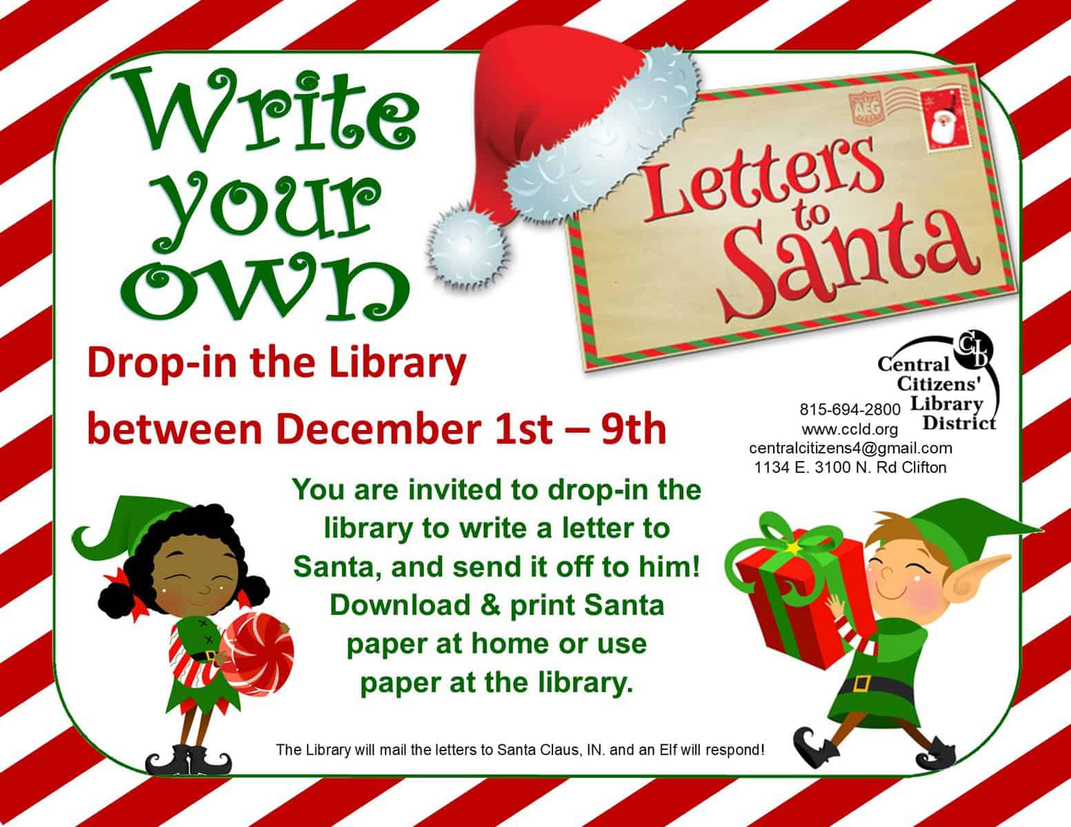 Write A Letter to Santa – Central Citizens Library District