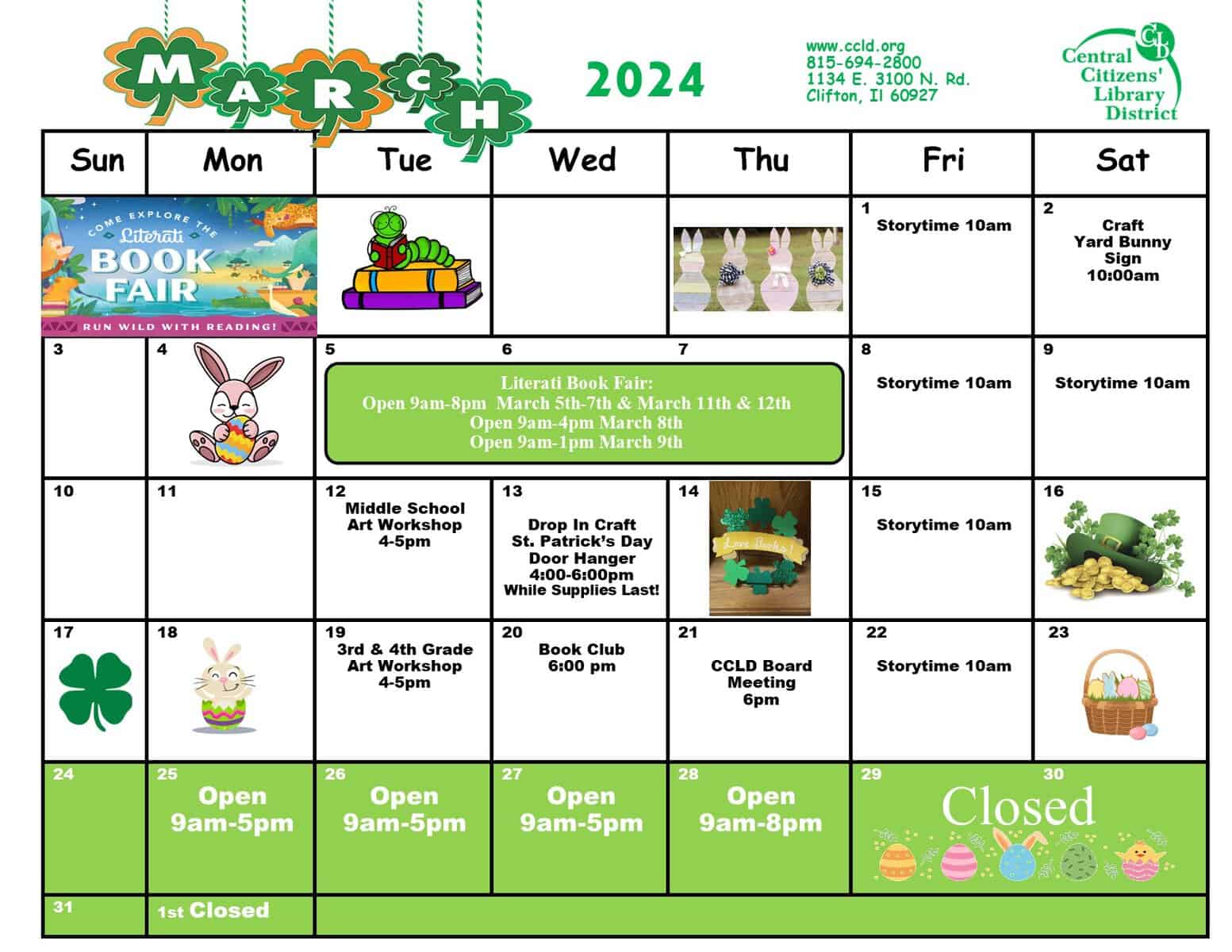March Calendar of Events – Central Citizens Library District