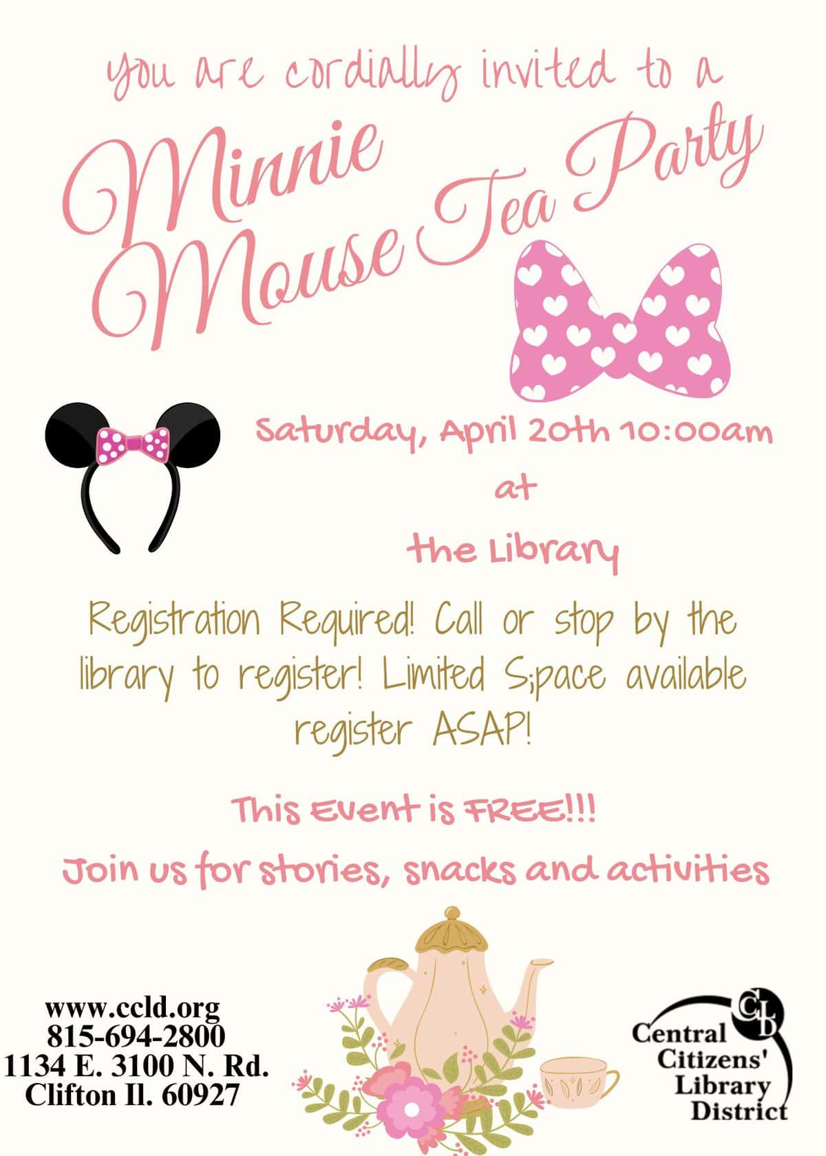 Minnie Mouse Tea Party – Central Citizens Library District