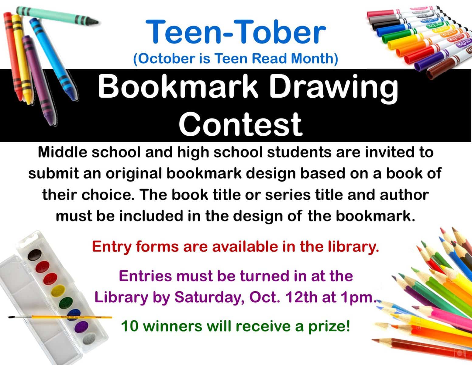 Teen-Tober Book Mark Contest – Central Citizens Library District