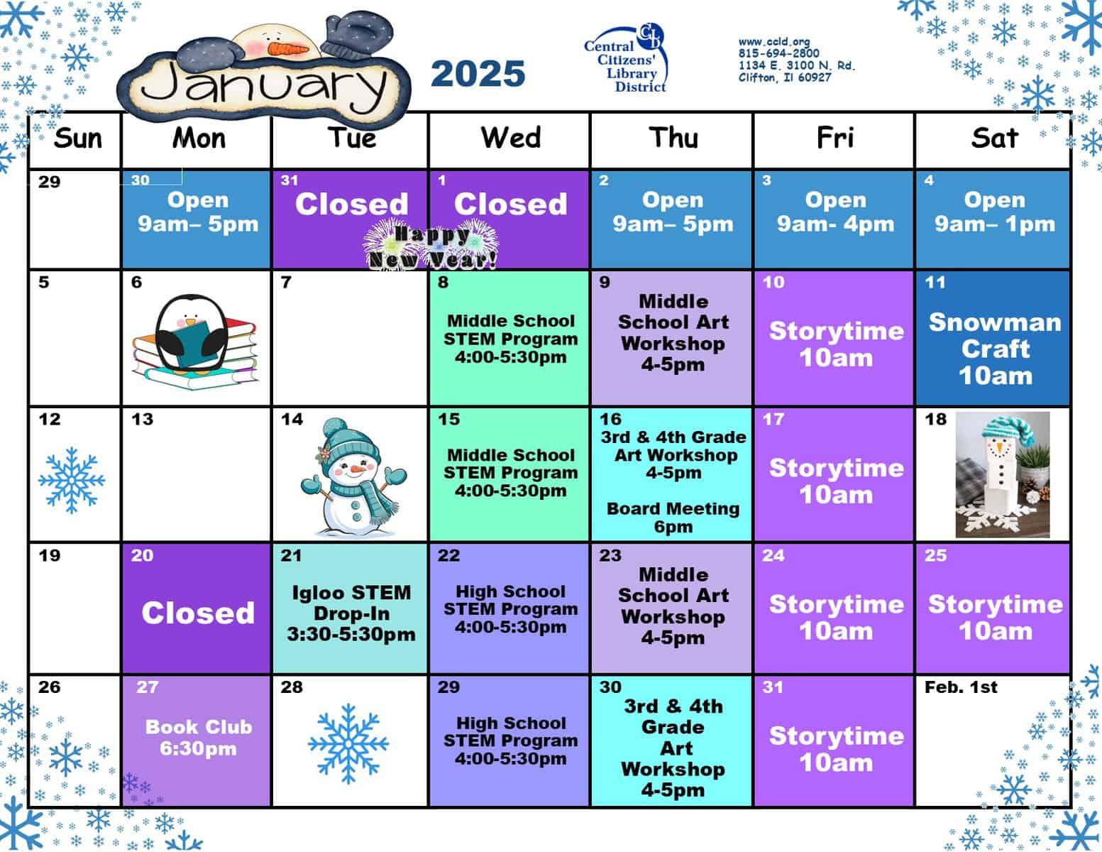 January Events – Central Citizens Library District