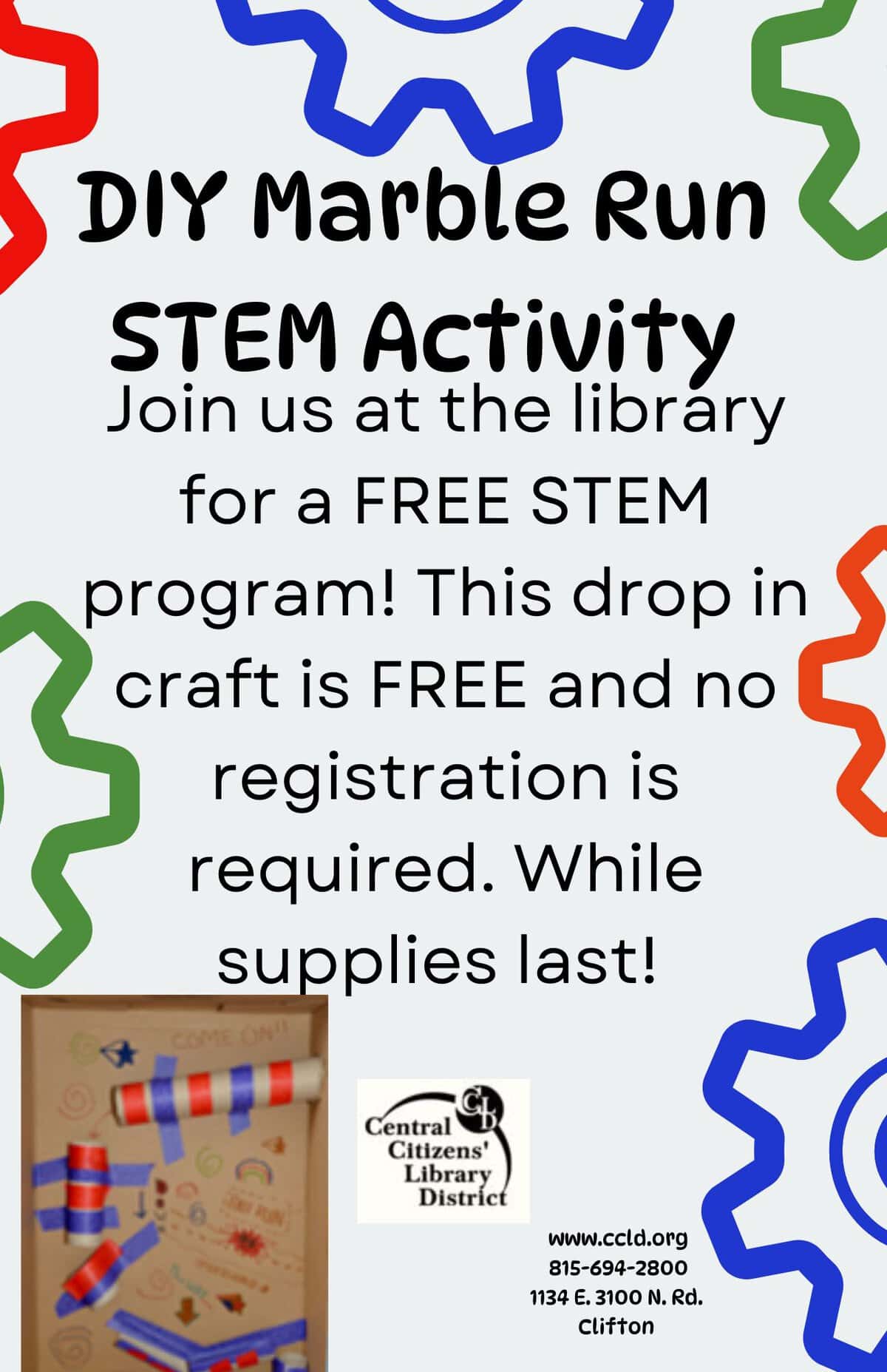 DYI Marble Run STEM Drop-In – Central Citizens Library District